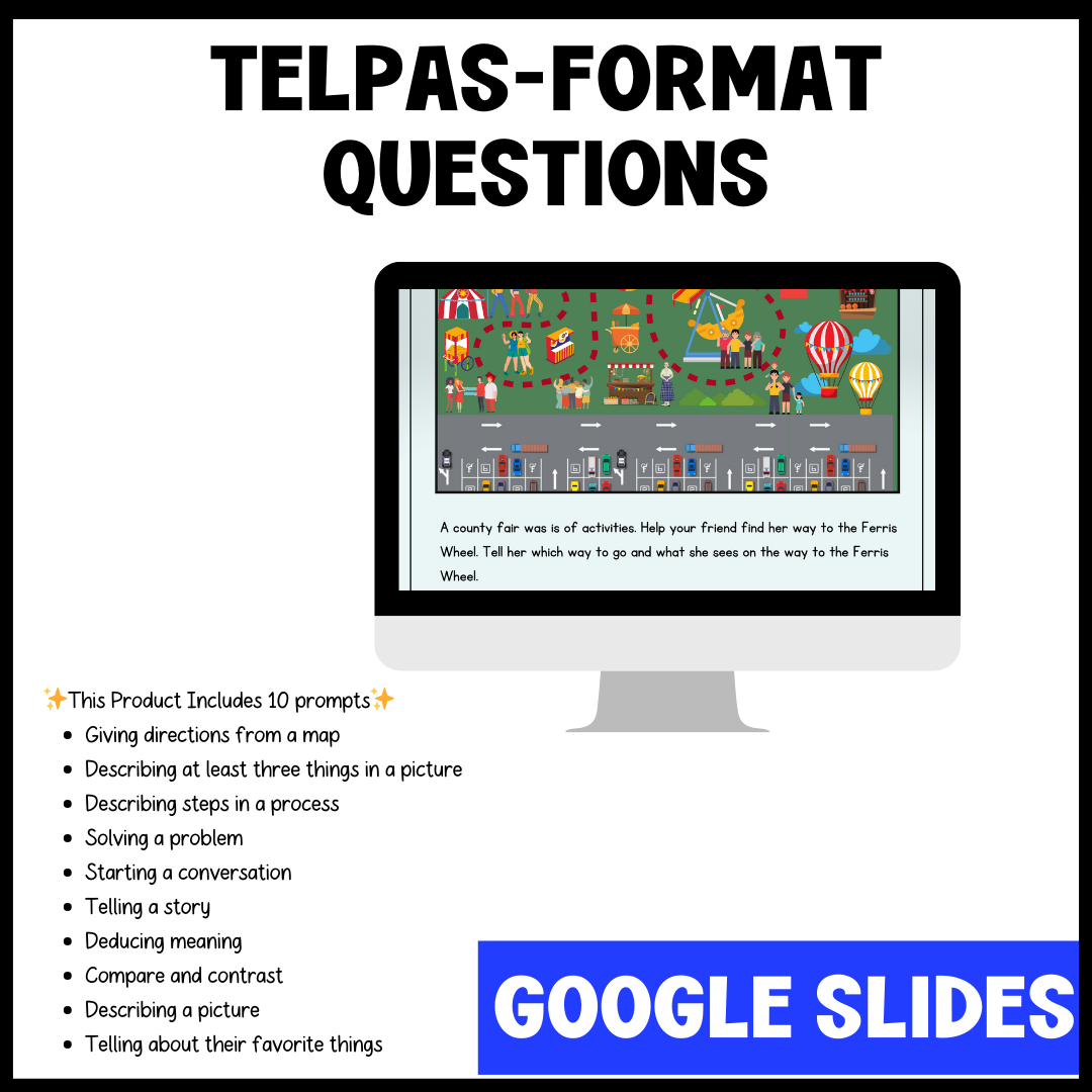 TELPAS & ESL Speaking Practice Prompts Digital & Print for Middle ...