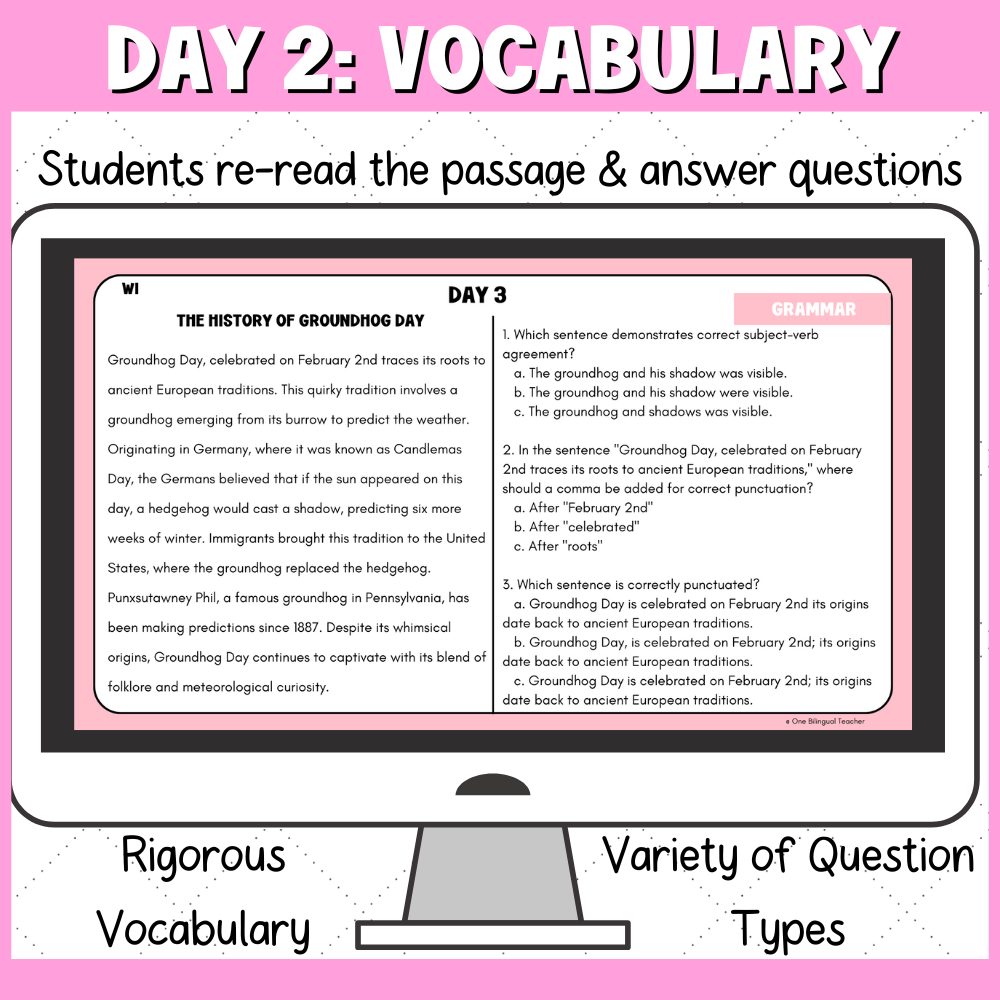 Reading Bell Ringers for Middle School ELA/ESL for 5th and 6th Grade ...