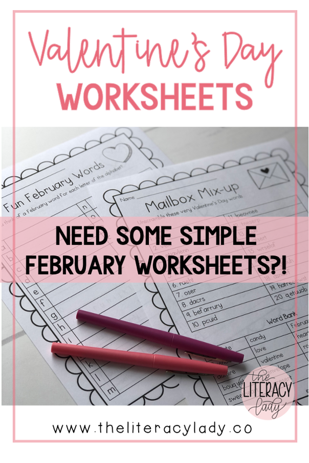Valentine's Day Worksheets — The Literacy Lady