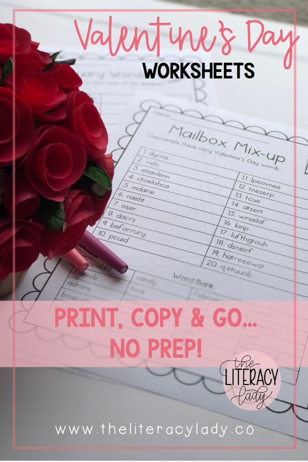 Valentine's Day Worksheets — The Literacy Lady