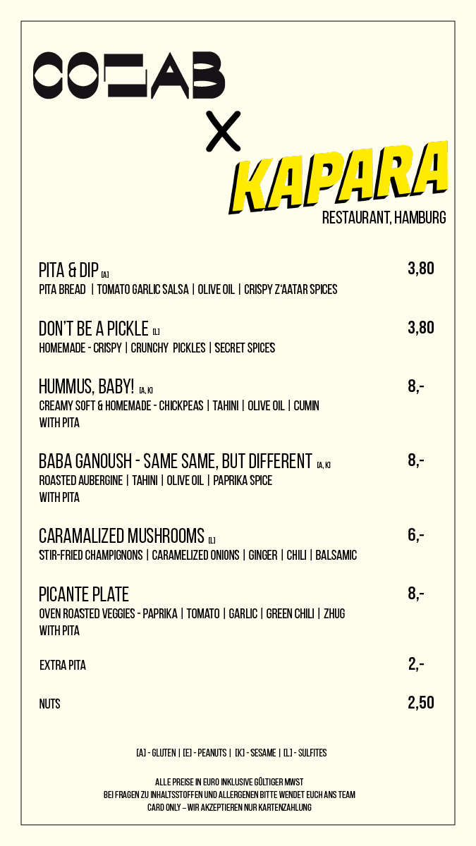 Menu 1 — COLLAB Bar Hamburg