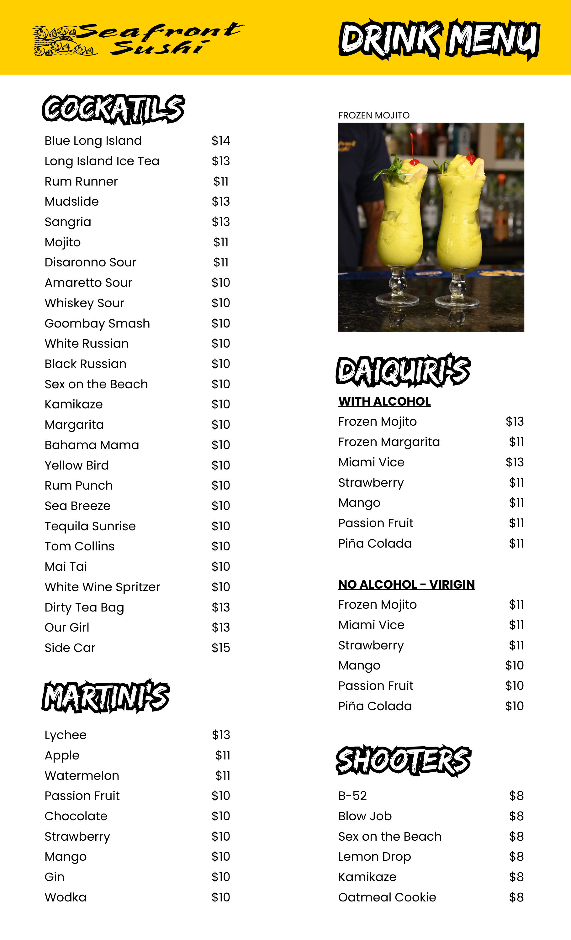 Menu — Seafront Sushi