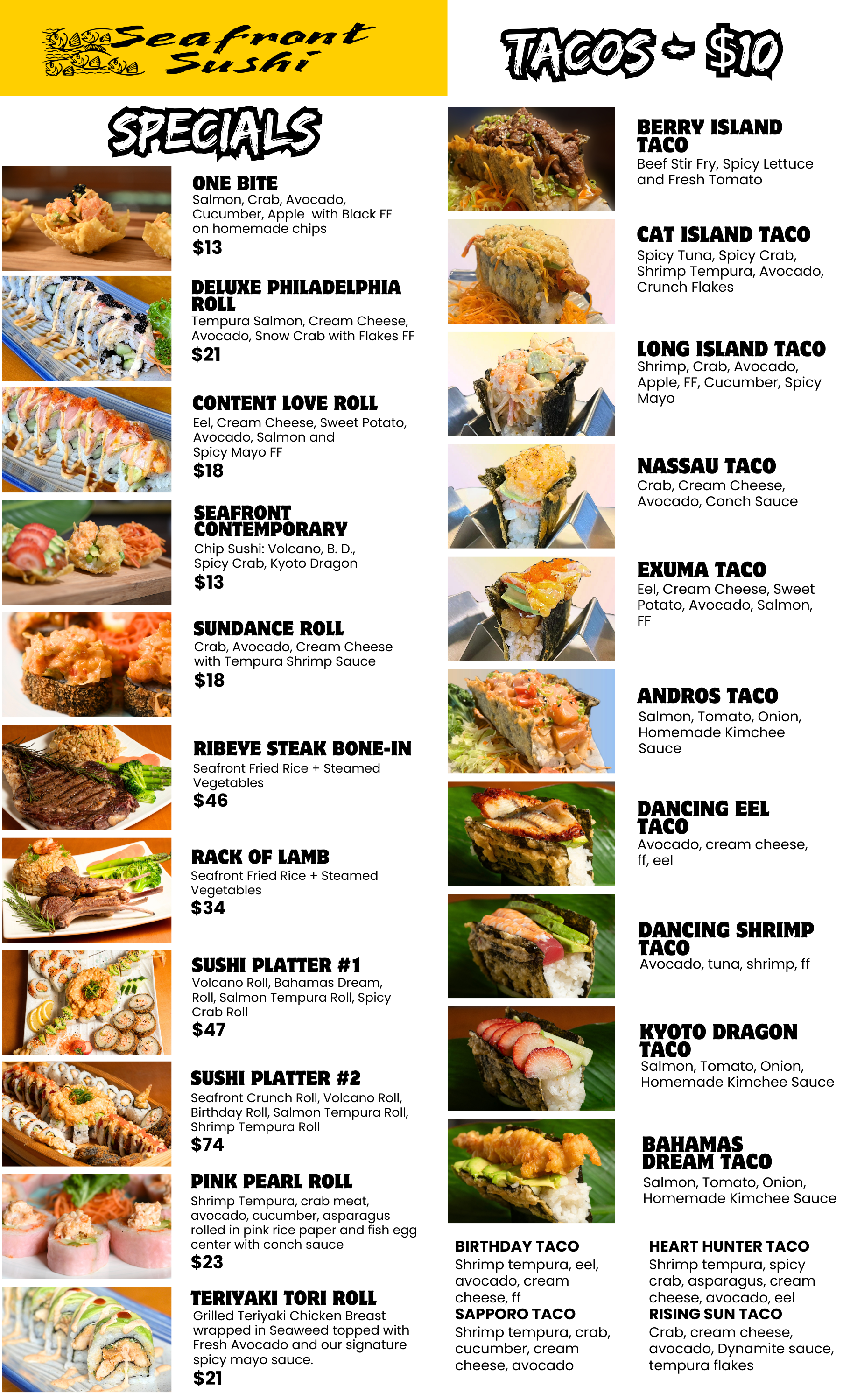 Menu — Seafront Sushi