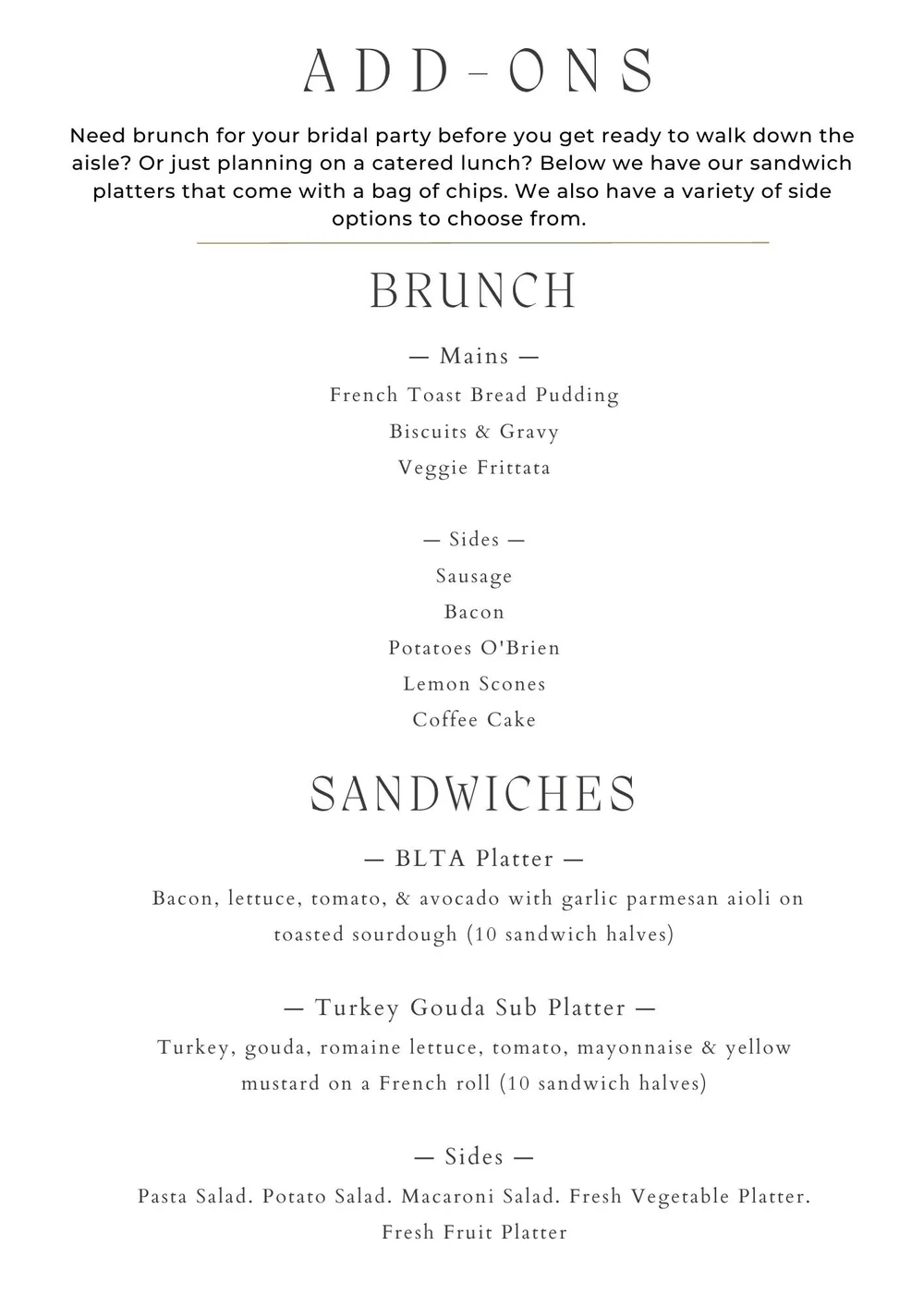 Catering Menu