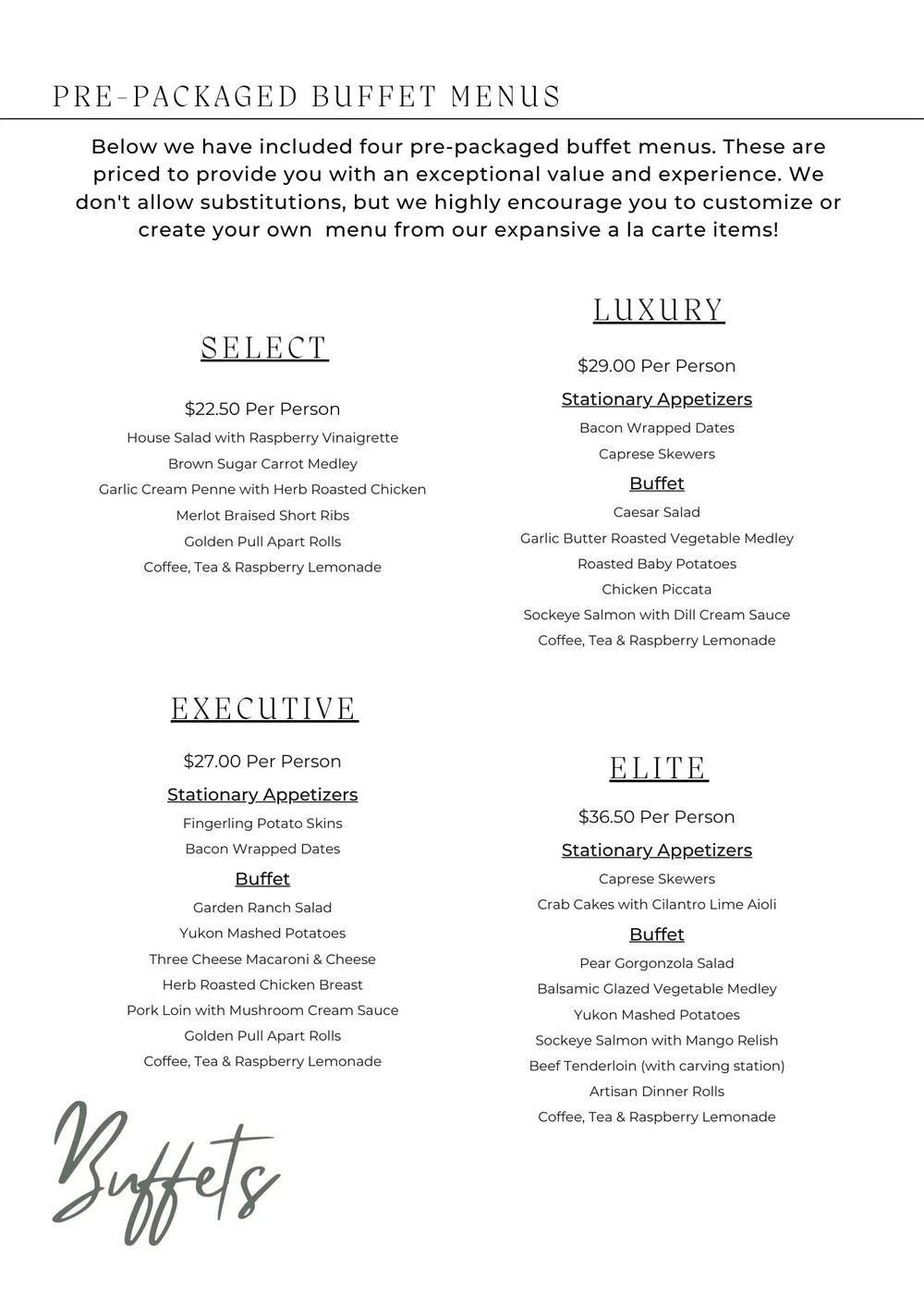 Catering Menu