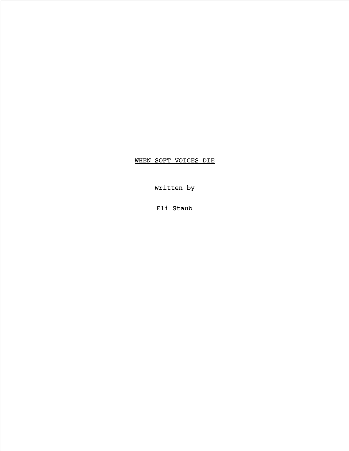 WRITTEN BY — ELI STAUB