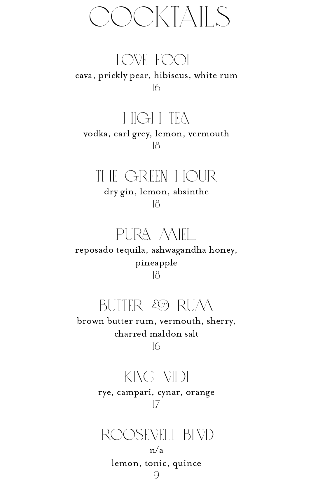 Alice Drink Menu Alice Home— ALICE