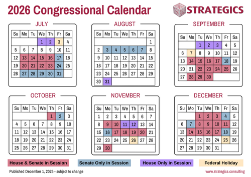 2026 Congressional Calendar — Strategics Consulting