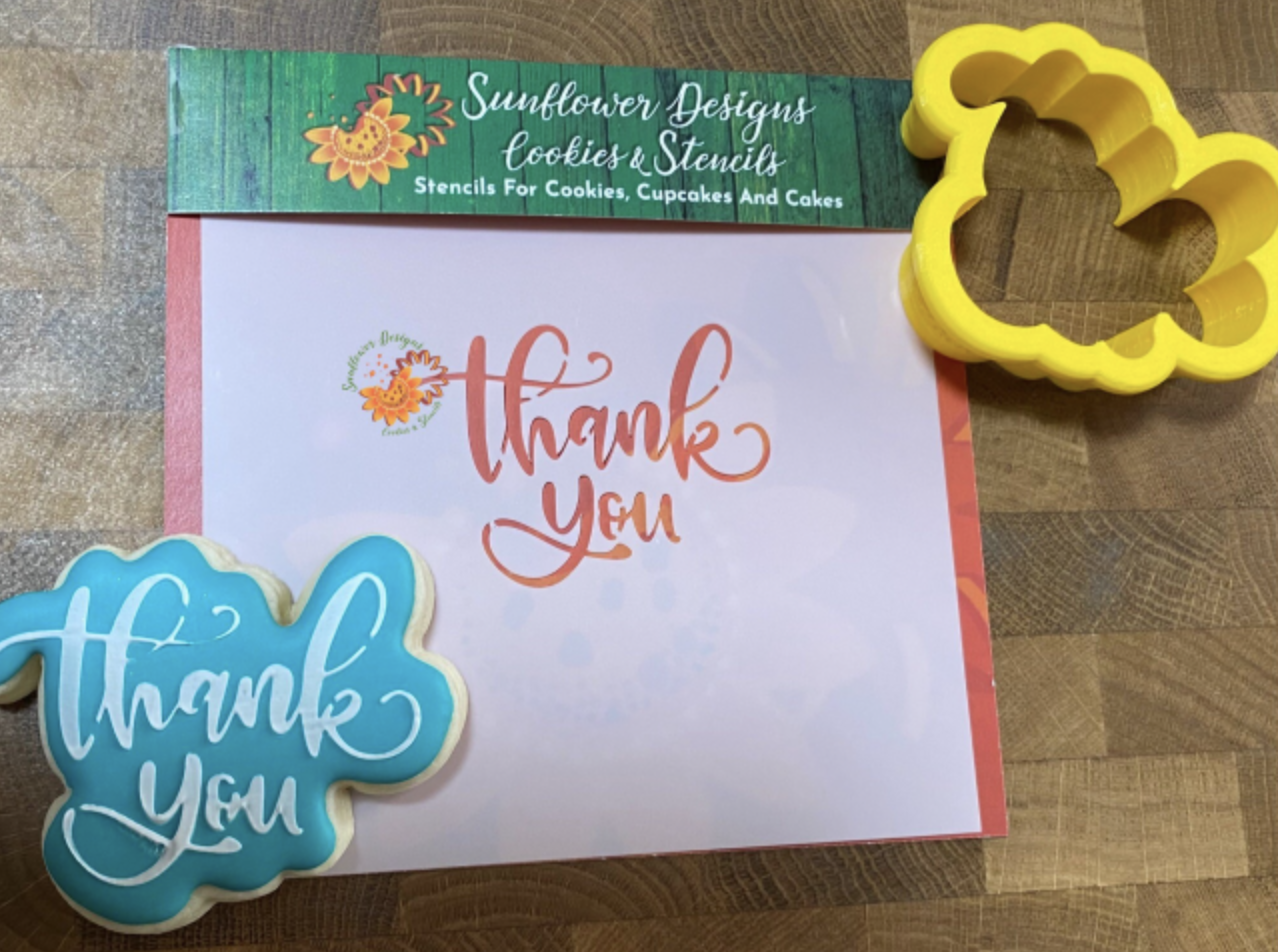 Cursive "thank you" Cookie Stencil & Cutter Set — Tildy's Cookie Corner ...