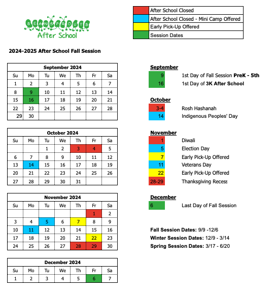 Calendar — Beansprouts After School