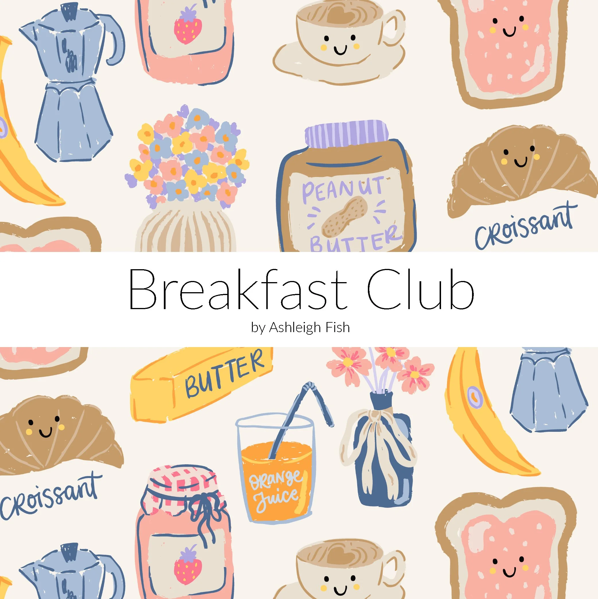 Breakfast Club Surface Pattern Collection for art licensing — Ashleigh Fish