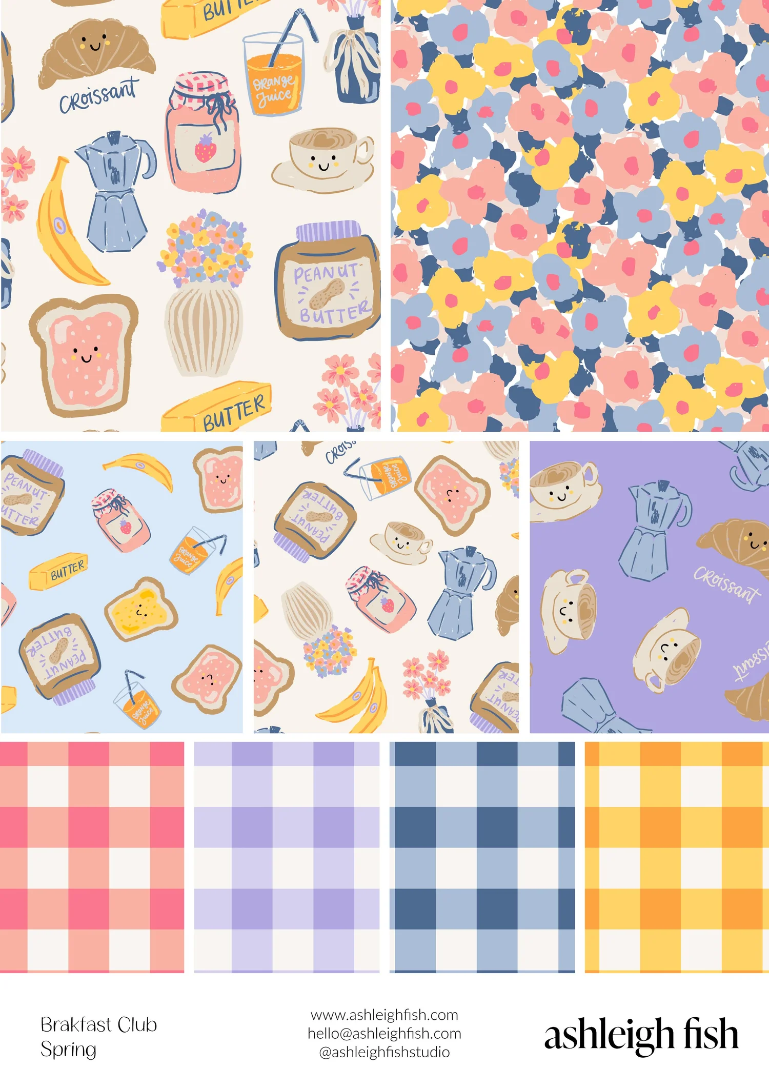 Breakfast Club Surface Pattern Collection for art licensing