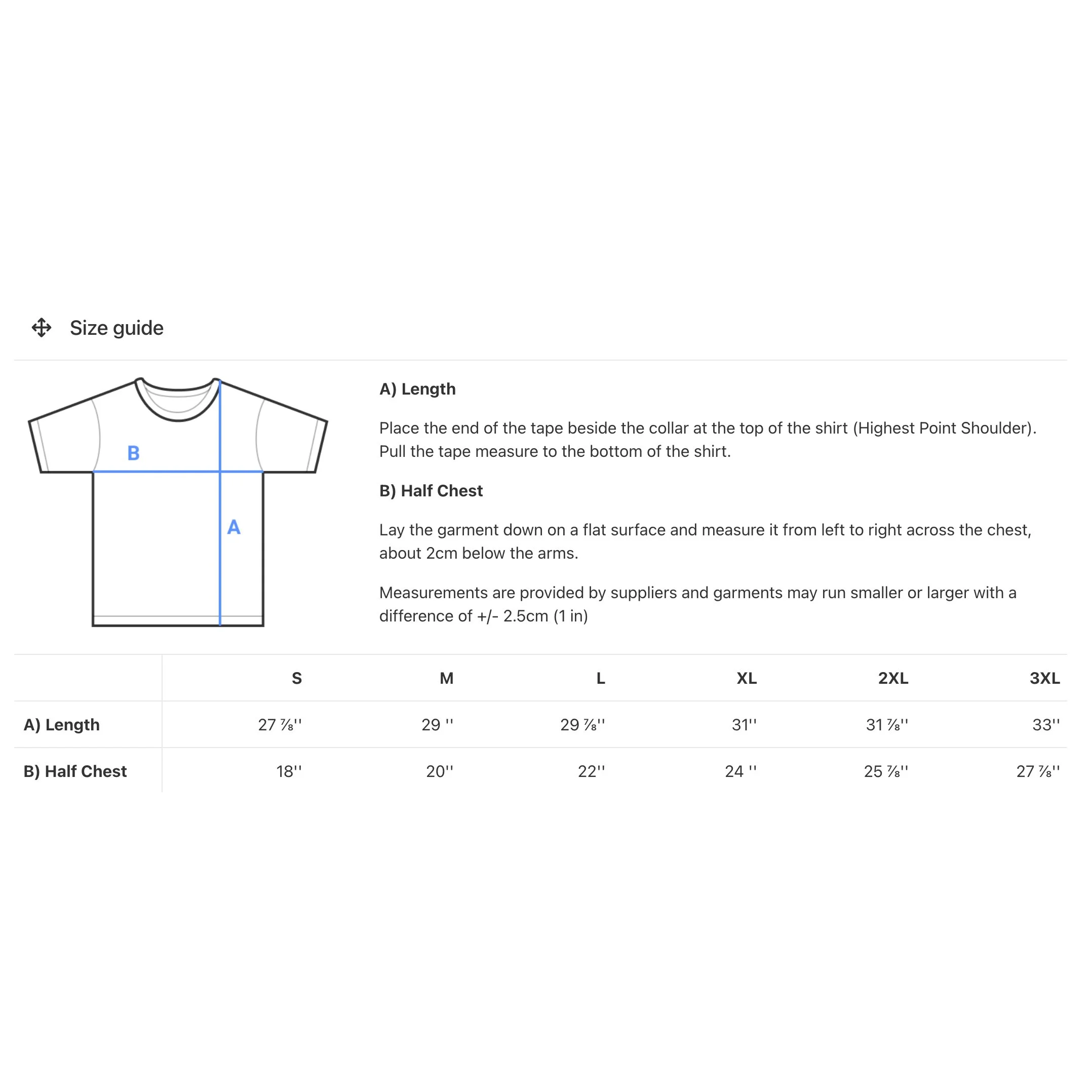 Size Chart — Wavey Goods Co.