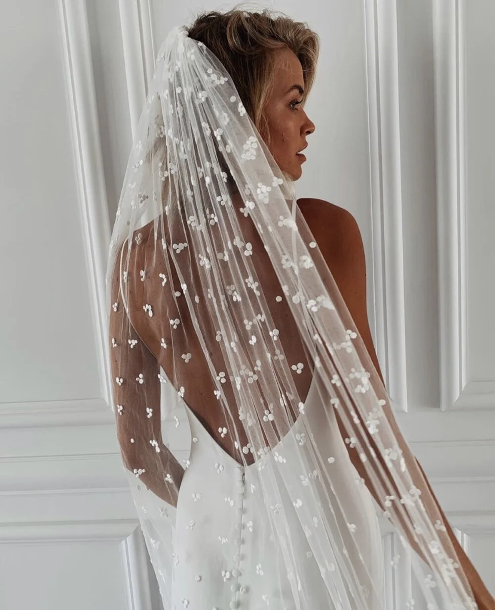 DOTTY SOFT TULLE BRIDAL VEIL — Bride + Winter