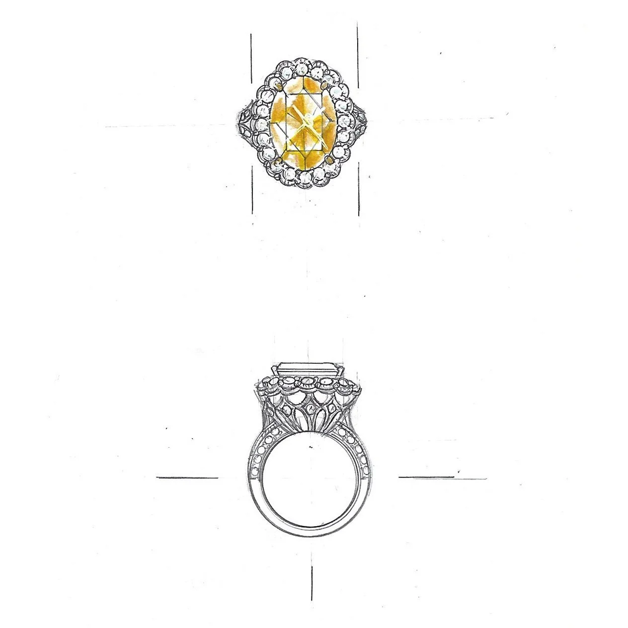 How To Draw A Diamond Ring