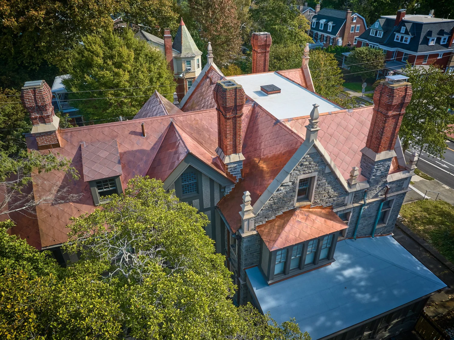 Custom Copper Diamond Roof Tile Installation | Huber & Associates