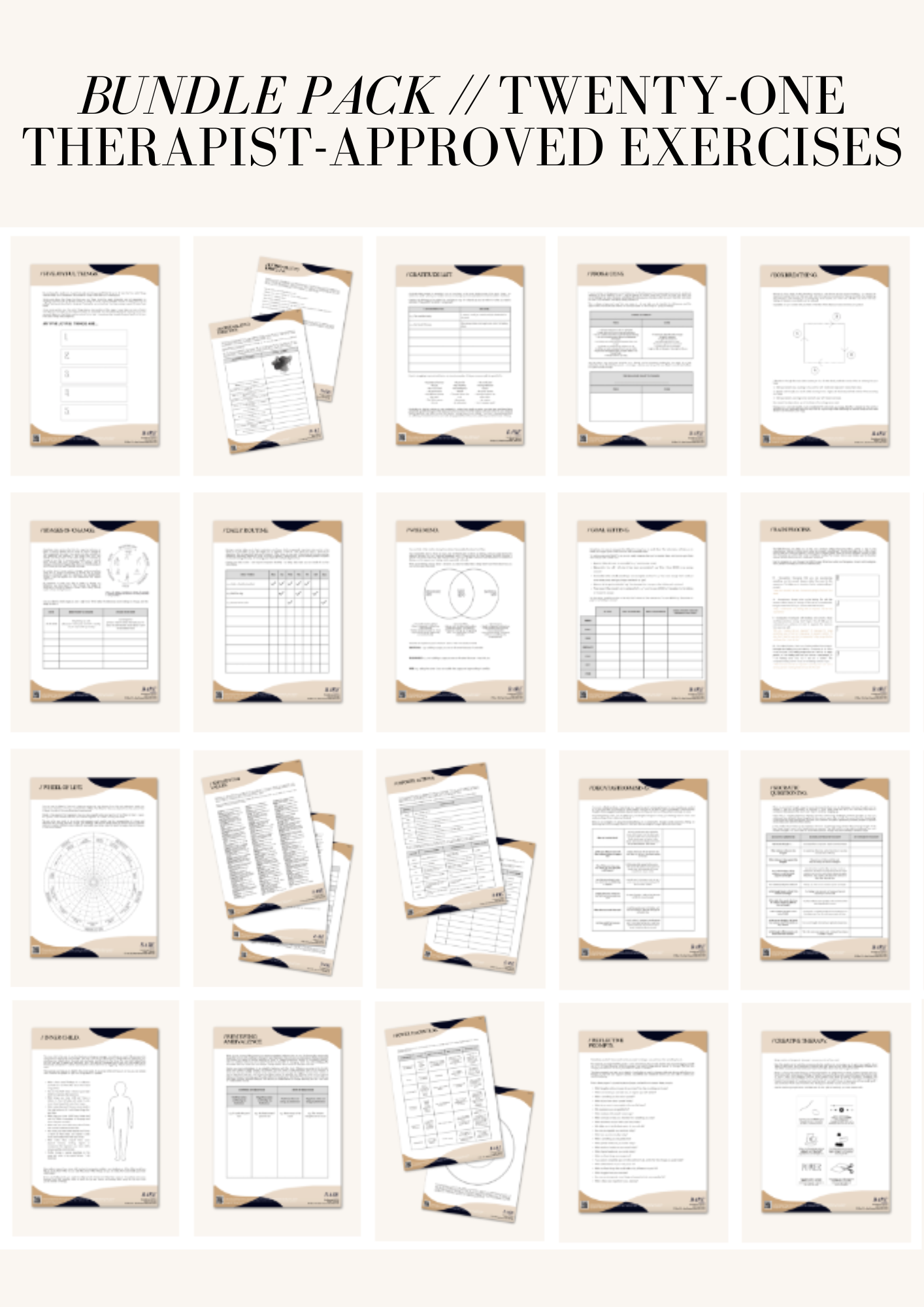 Therapy worksheets and exercises downloadable - 21 exercises. Save 40% ...