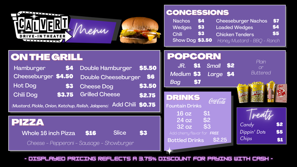 MENU — Calvert Drive-In