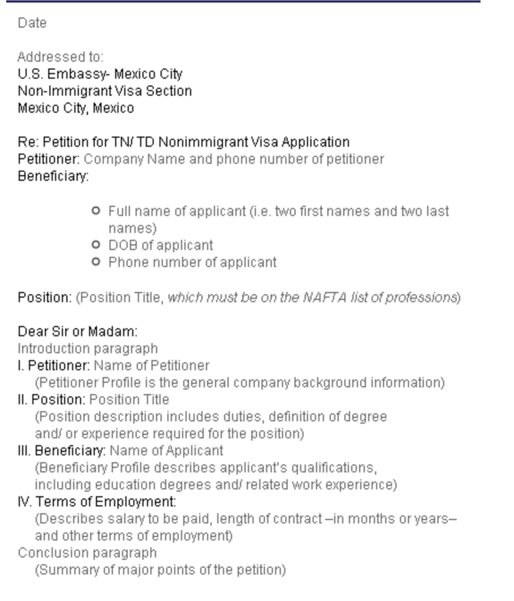 SAMPLE TN VISA EMPLOYER SUPPORT LETTER — The Law Office of Brian D ...