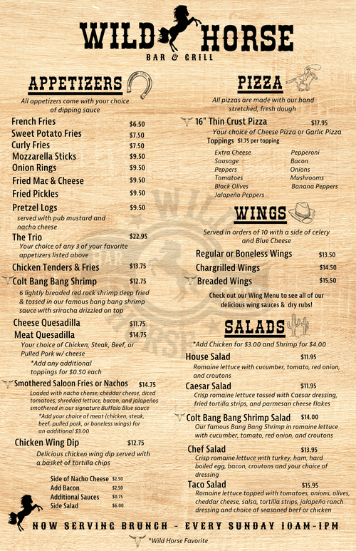 Menu — Wild Horse Bar & Grill