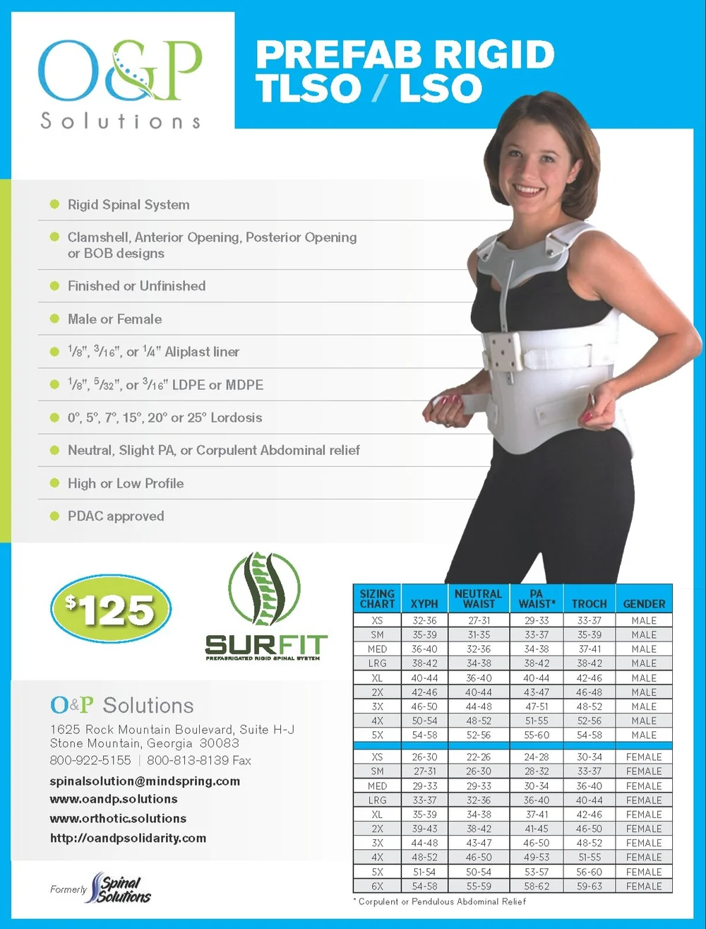 SPINAL PRODUCTS — O&P Solutions