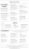 Menu — Noah's at 63 Main