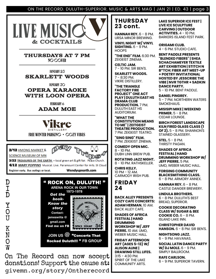 On The Record zine | Duluth, MN