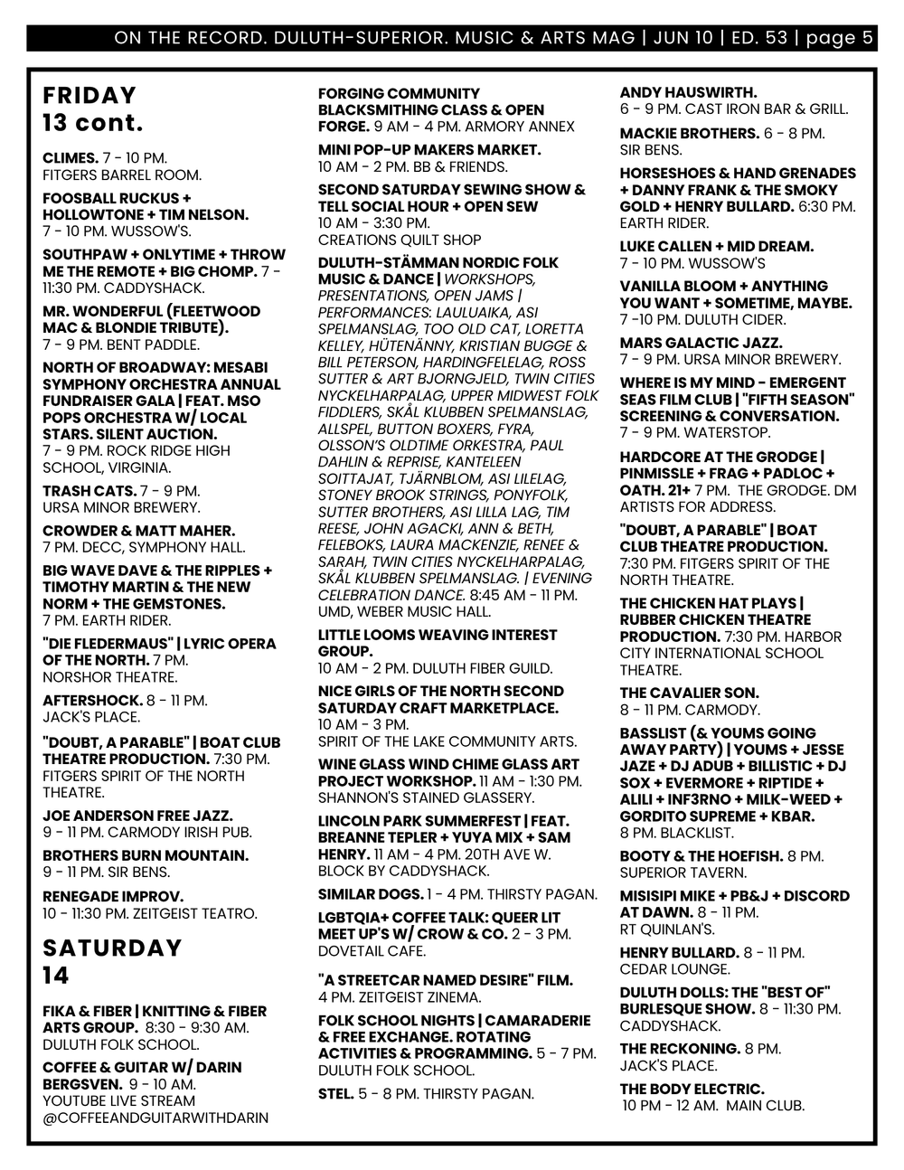 On The Record zine | Duluth, MN