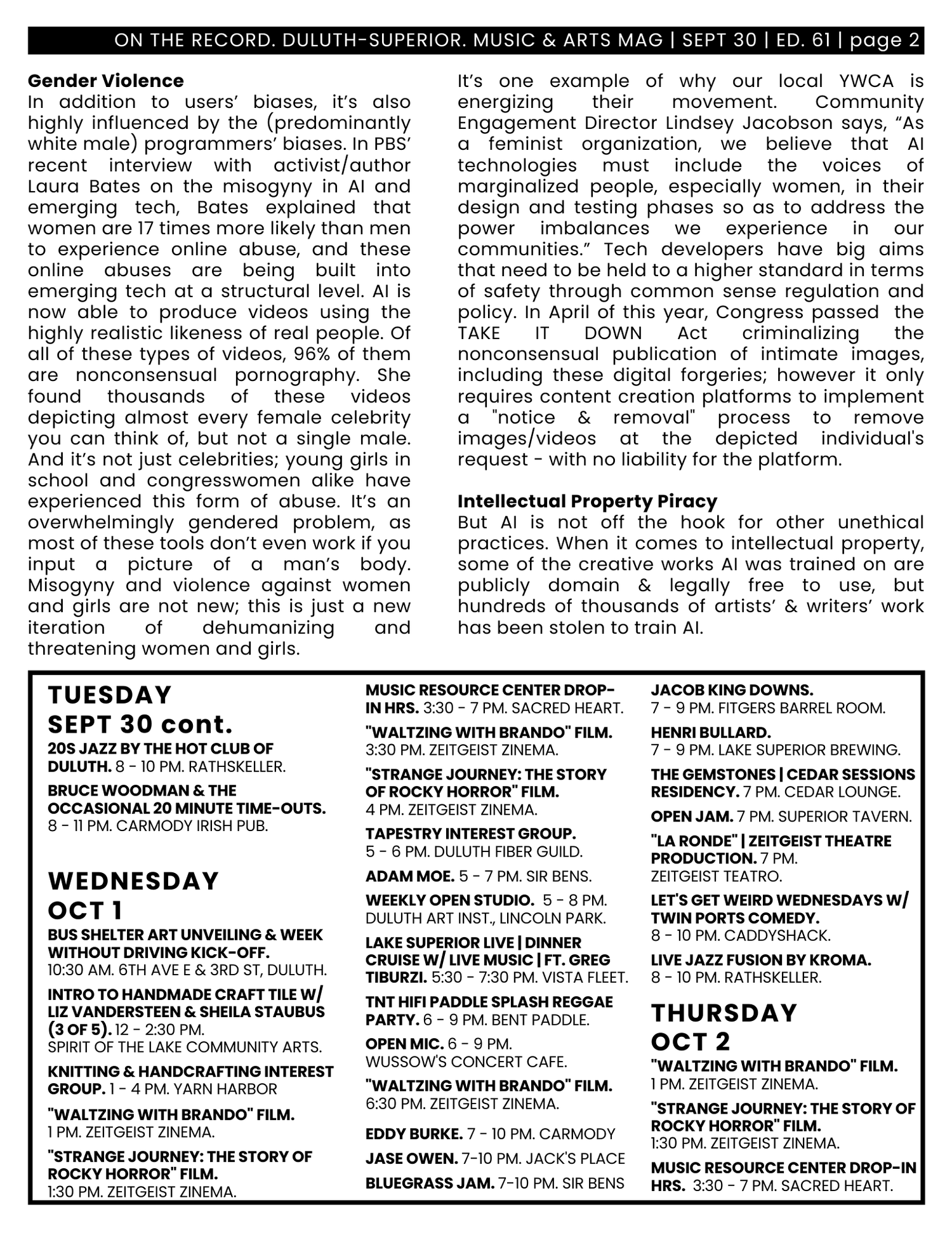 On The Record zine | Duluth, MN