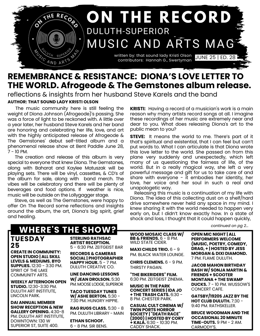 On The Record zine | Duluth, MN