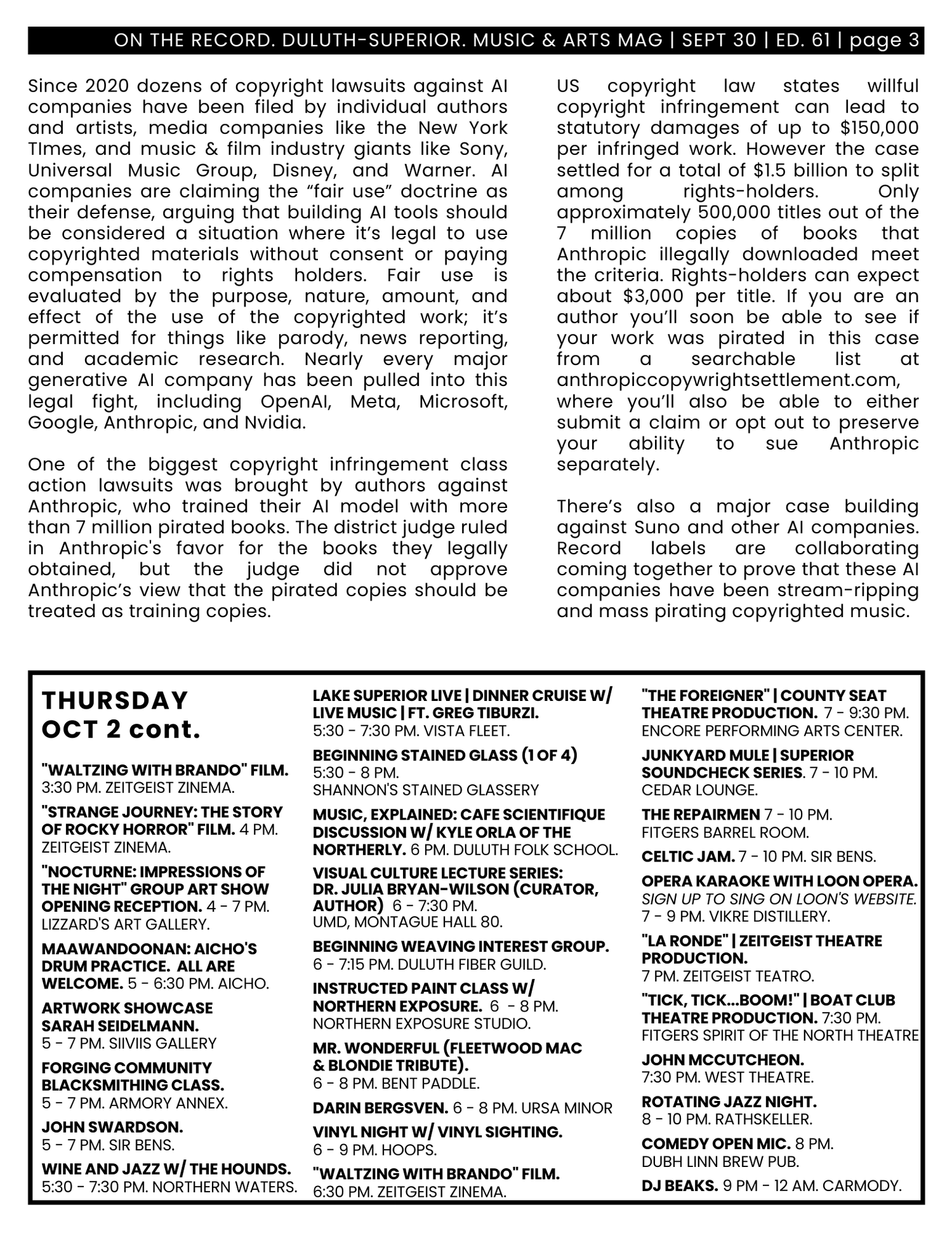 On The Record zine | Duluth, MN