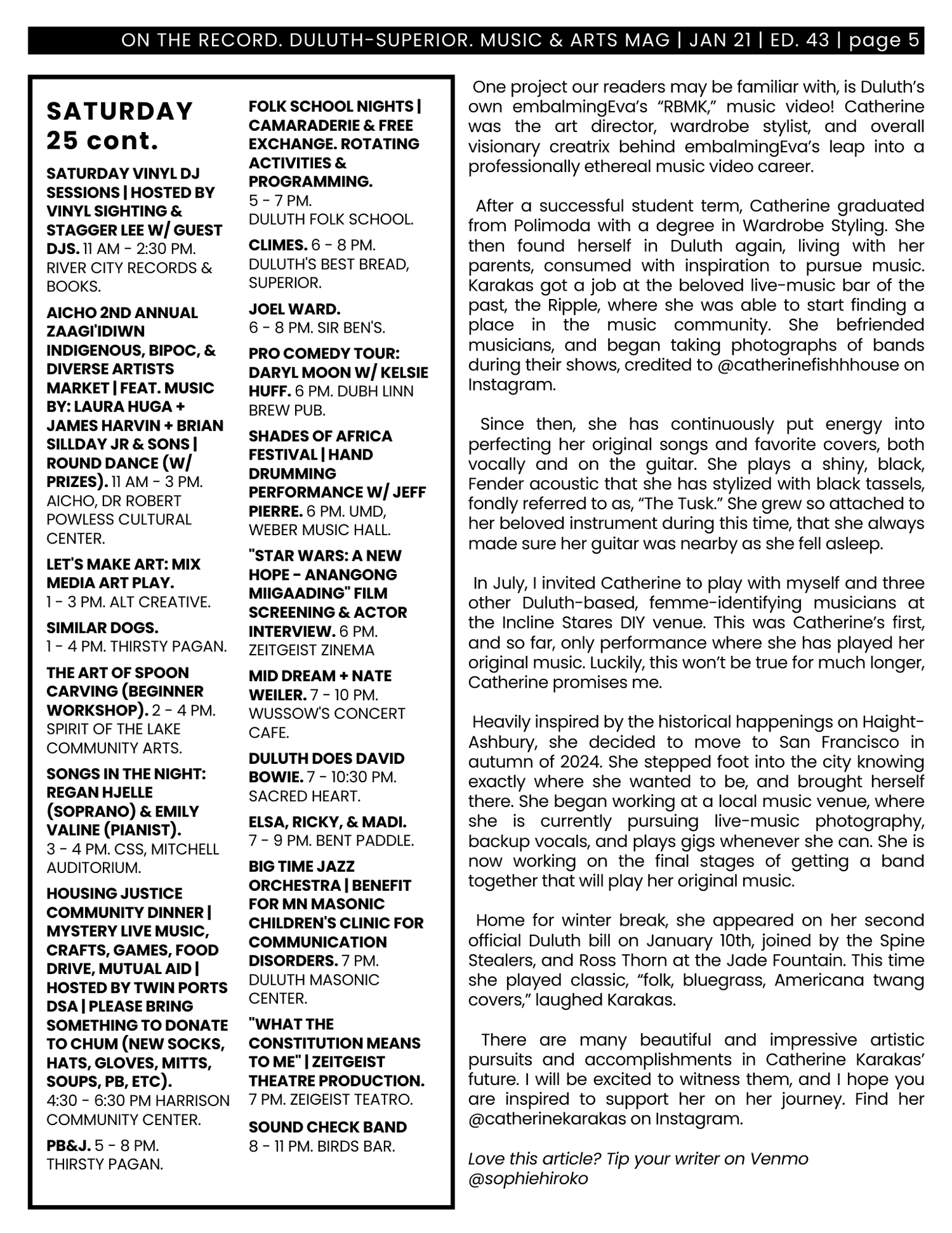 On The Record zine | Duluth, MN