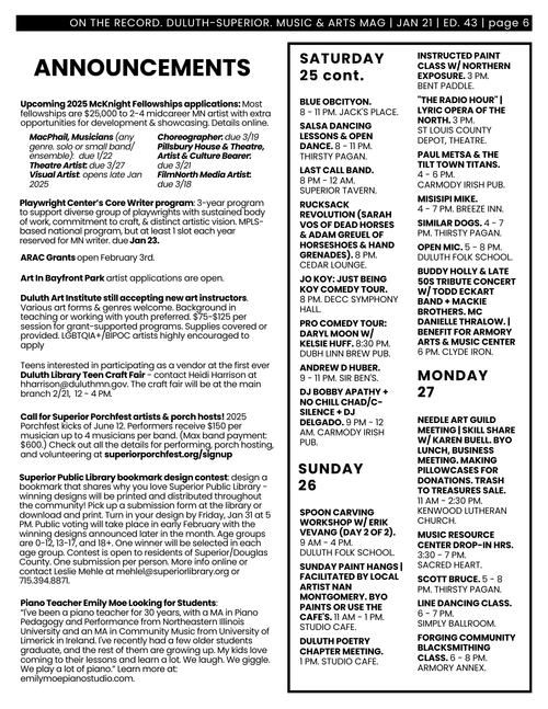 On The Record zine | Duluth, MN