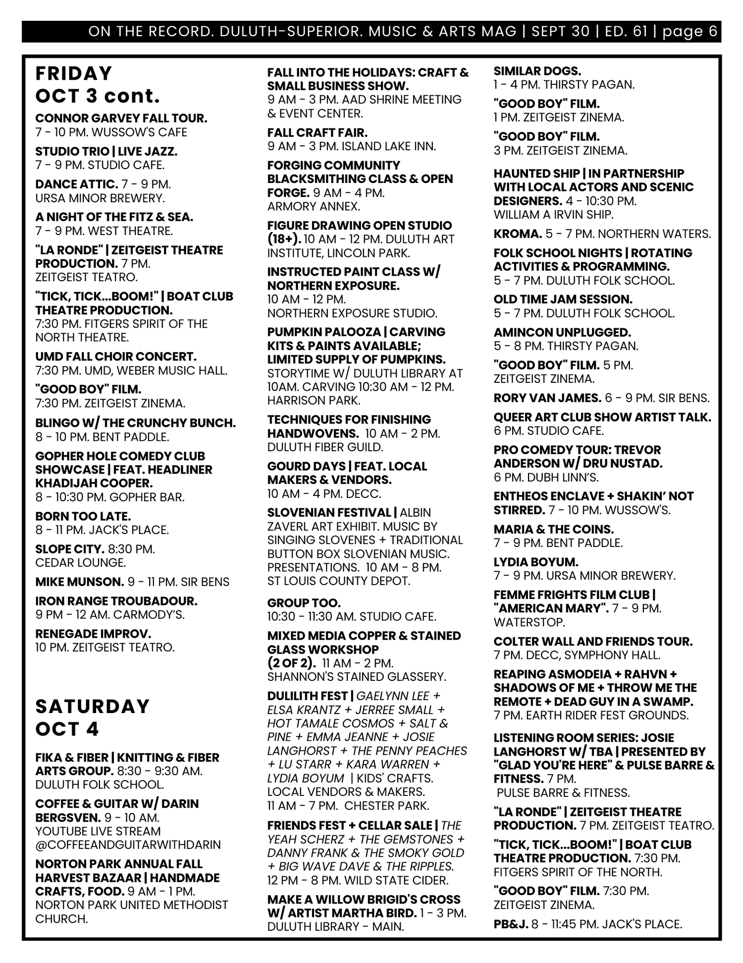 On The Record zine | Duluth, MN