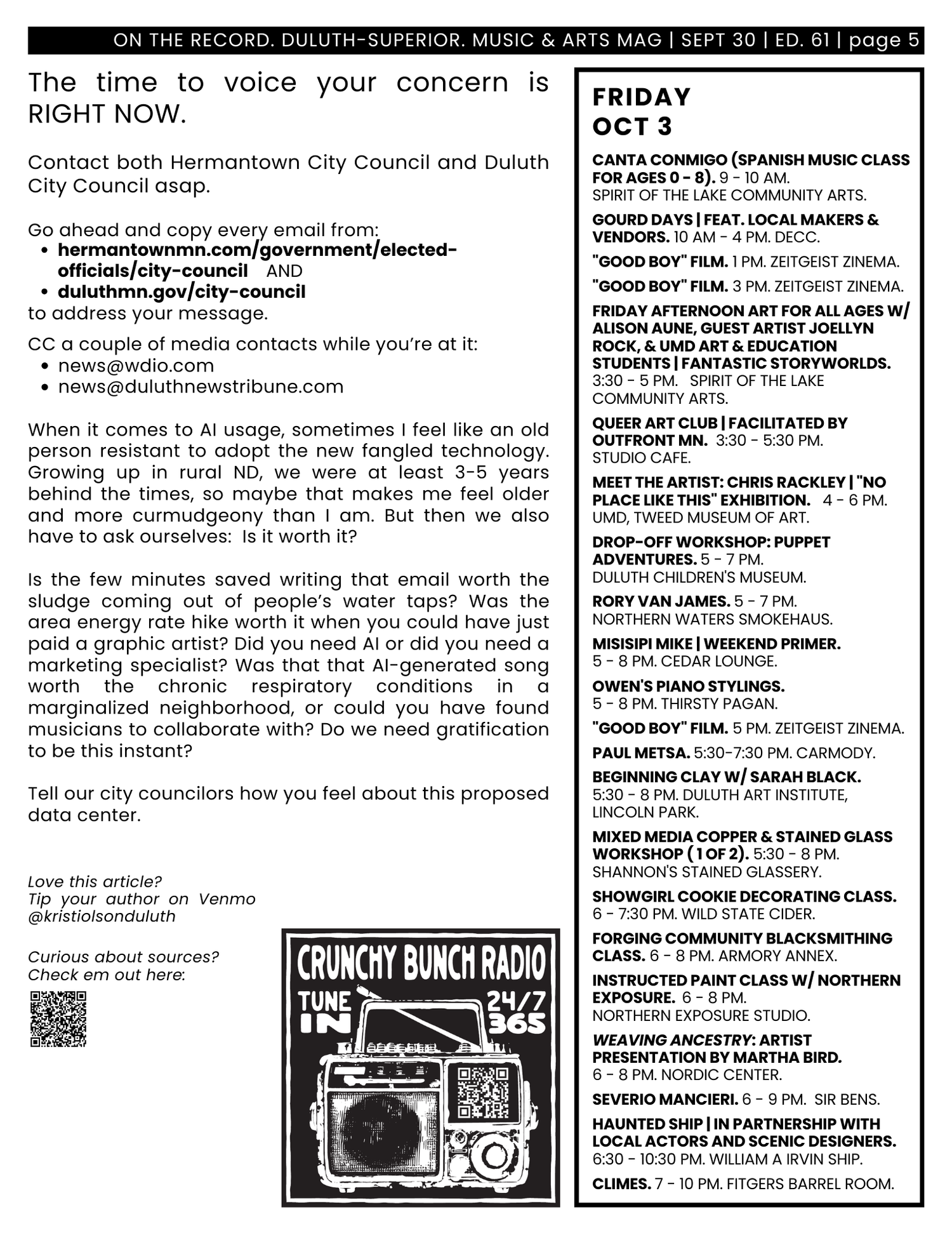 On The Record zine | Duluth, MN