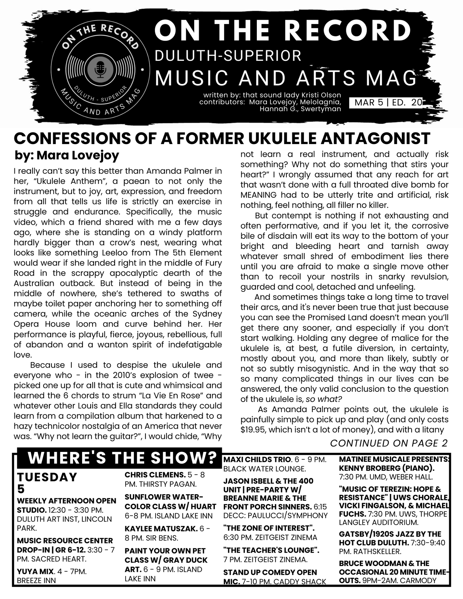 On The Record zine | Duluth, MN