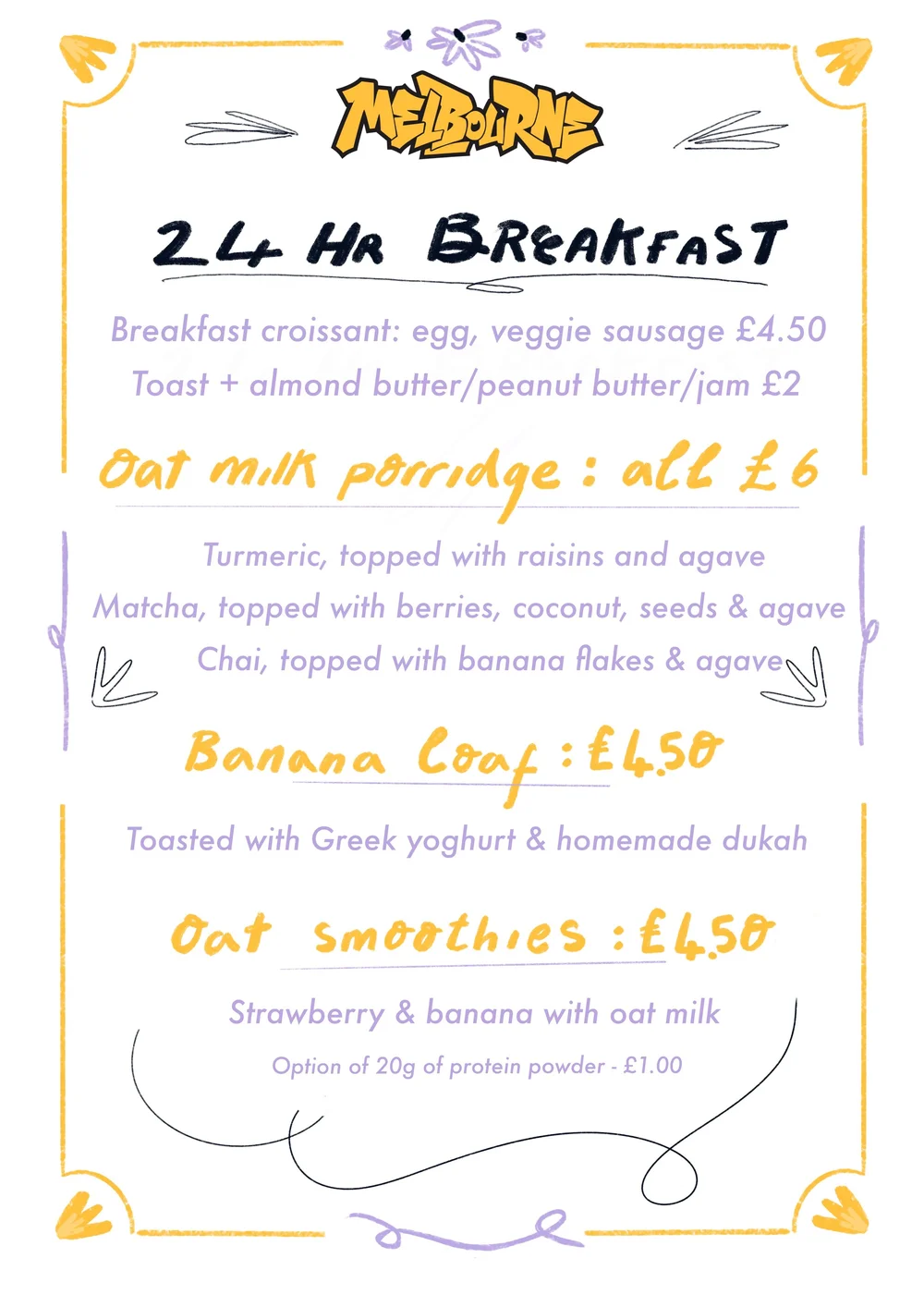 Menu — Melbourne in Lichfield