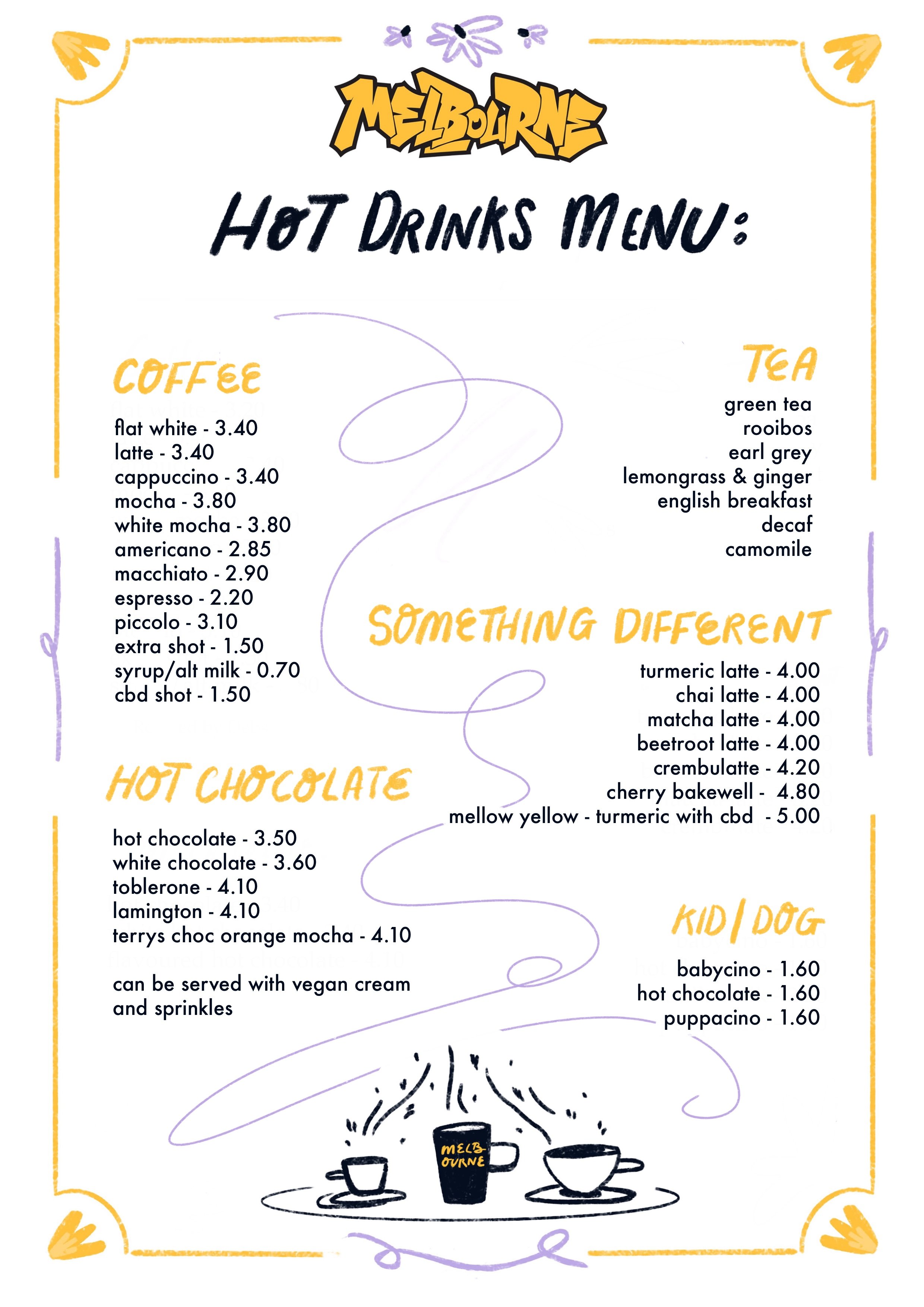 Menu — Melbourne in Lichfield