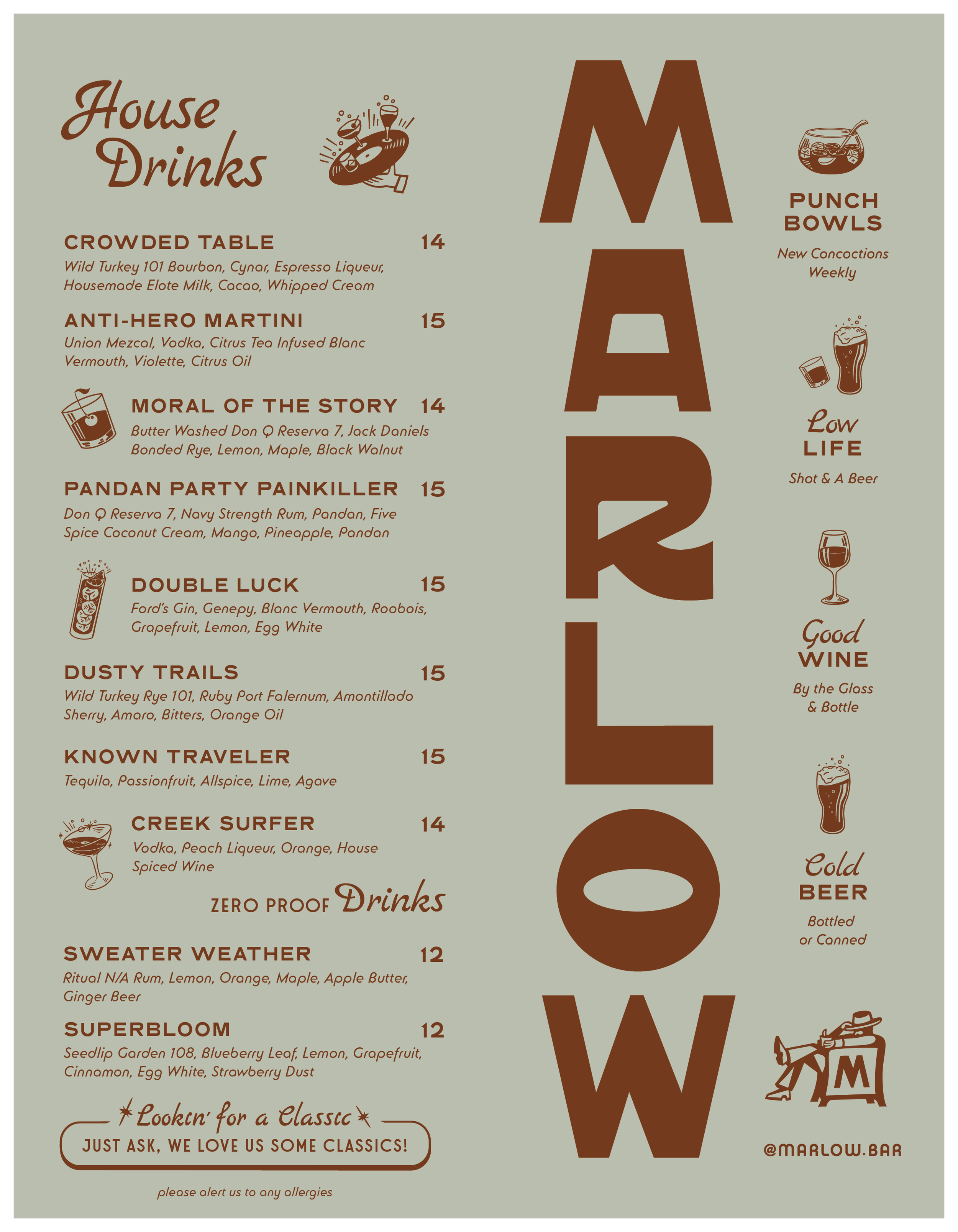 Menu — MARLOW