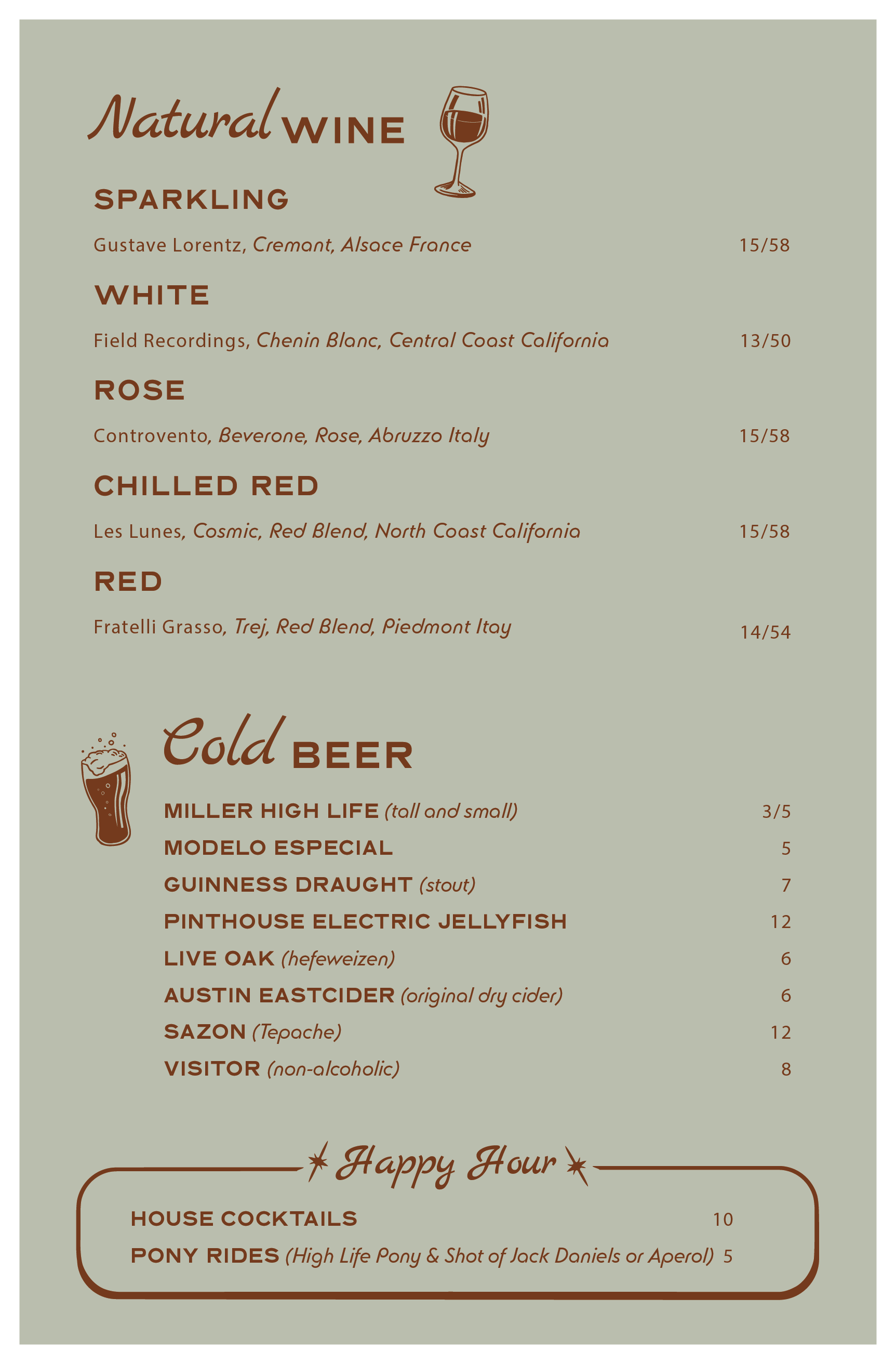 Menu — MARLOW