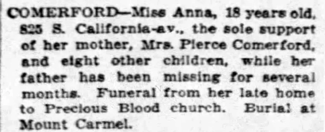 Anna Comerford: Eastland Disaster Victim and Beloved Daughter’s ...