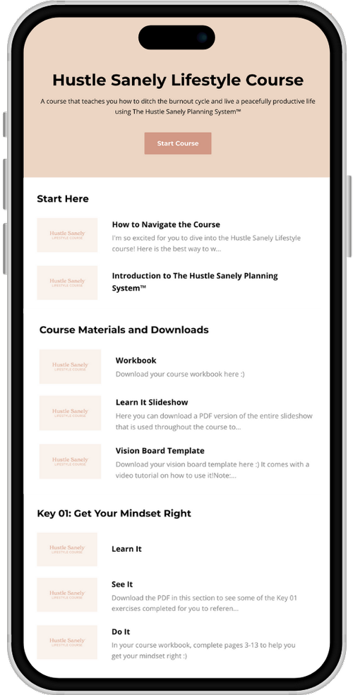 Hustle Sanely Lifestyle Course — Hustle Sanely® by Jess Massey