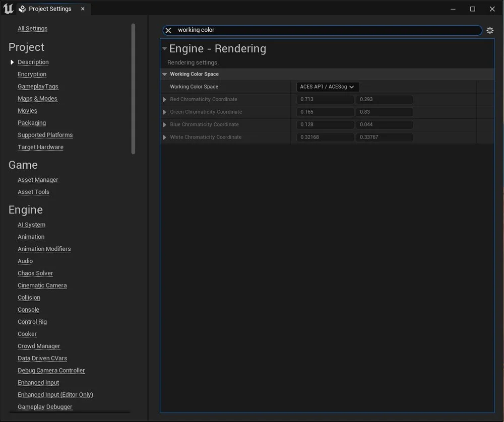 Acescg working space in Unreal — Marcio F. Fontenelle