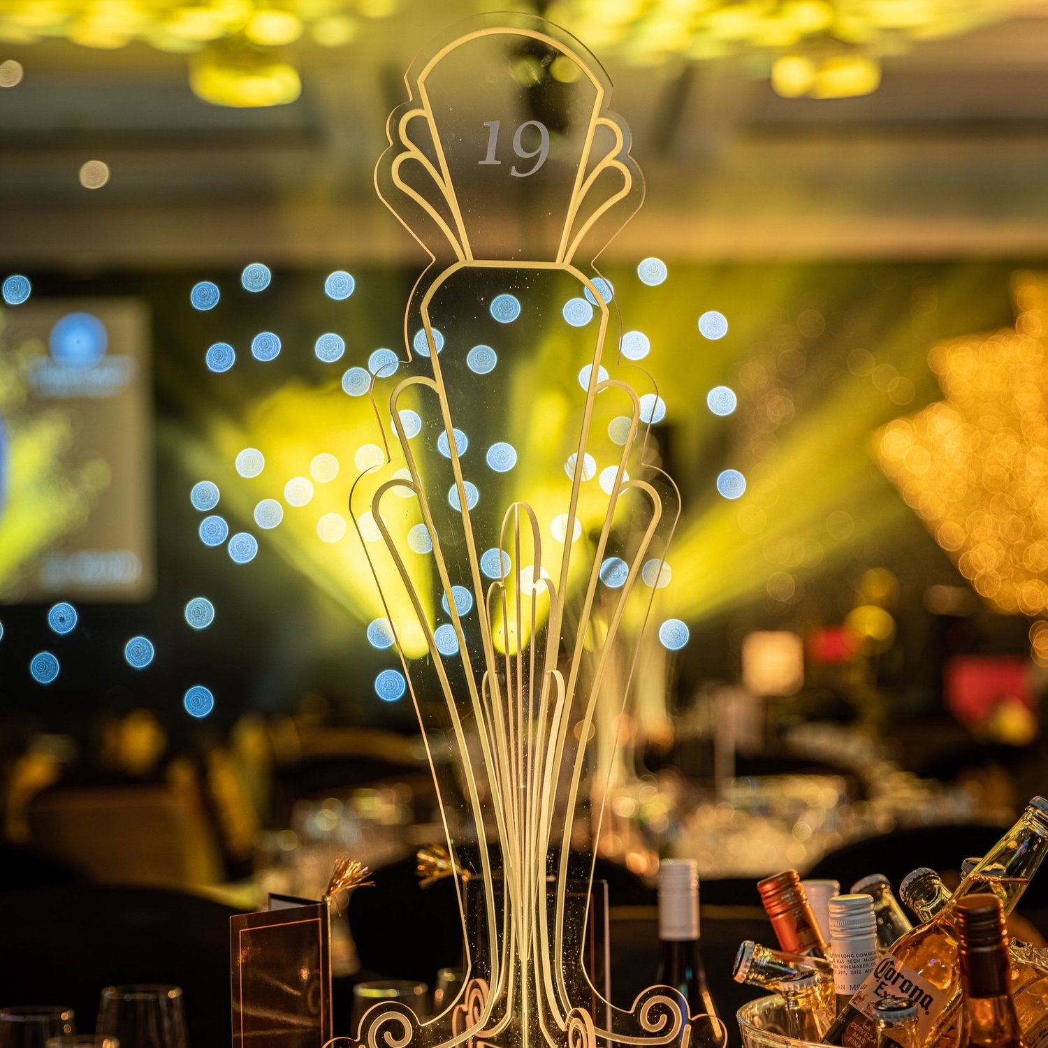 Table Centre Hire Scotland | LED Table Art & Event Centrepieces — Blue ...