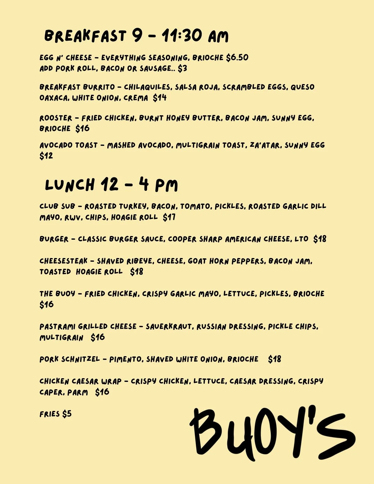 Menu — Buoy's