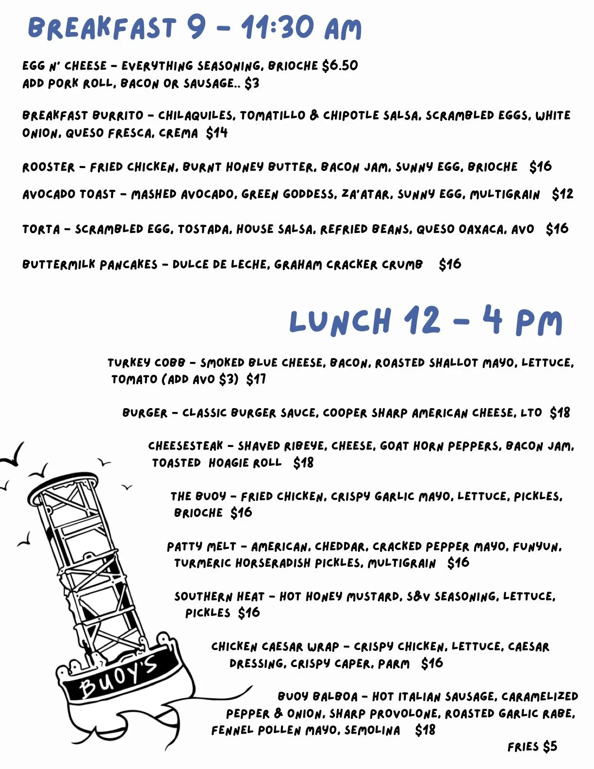 Menu — Buoy's