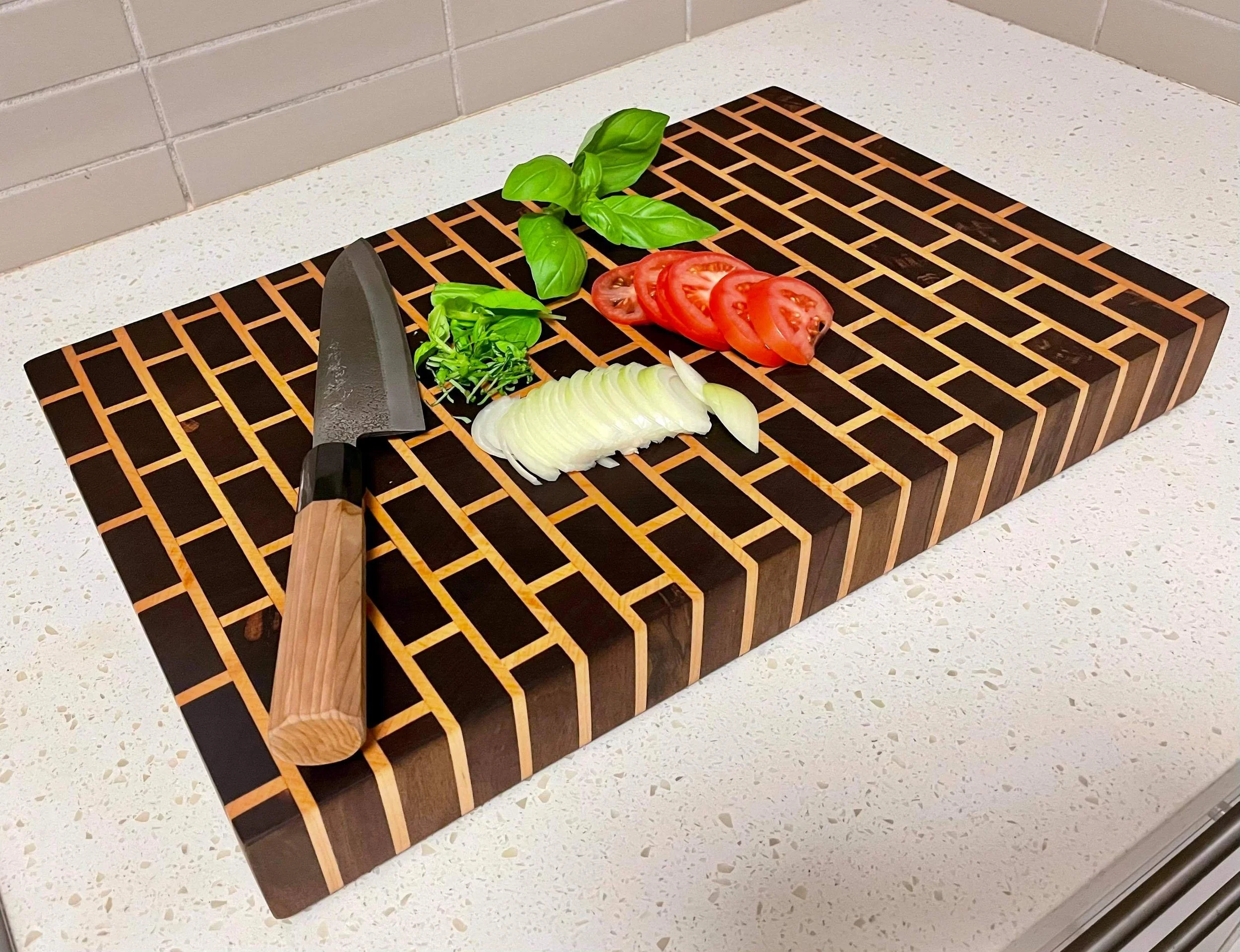 Walnut & Maple brick pattern cutting board — BWP Woodwork