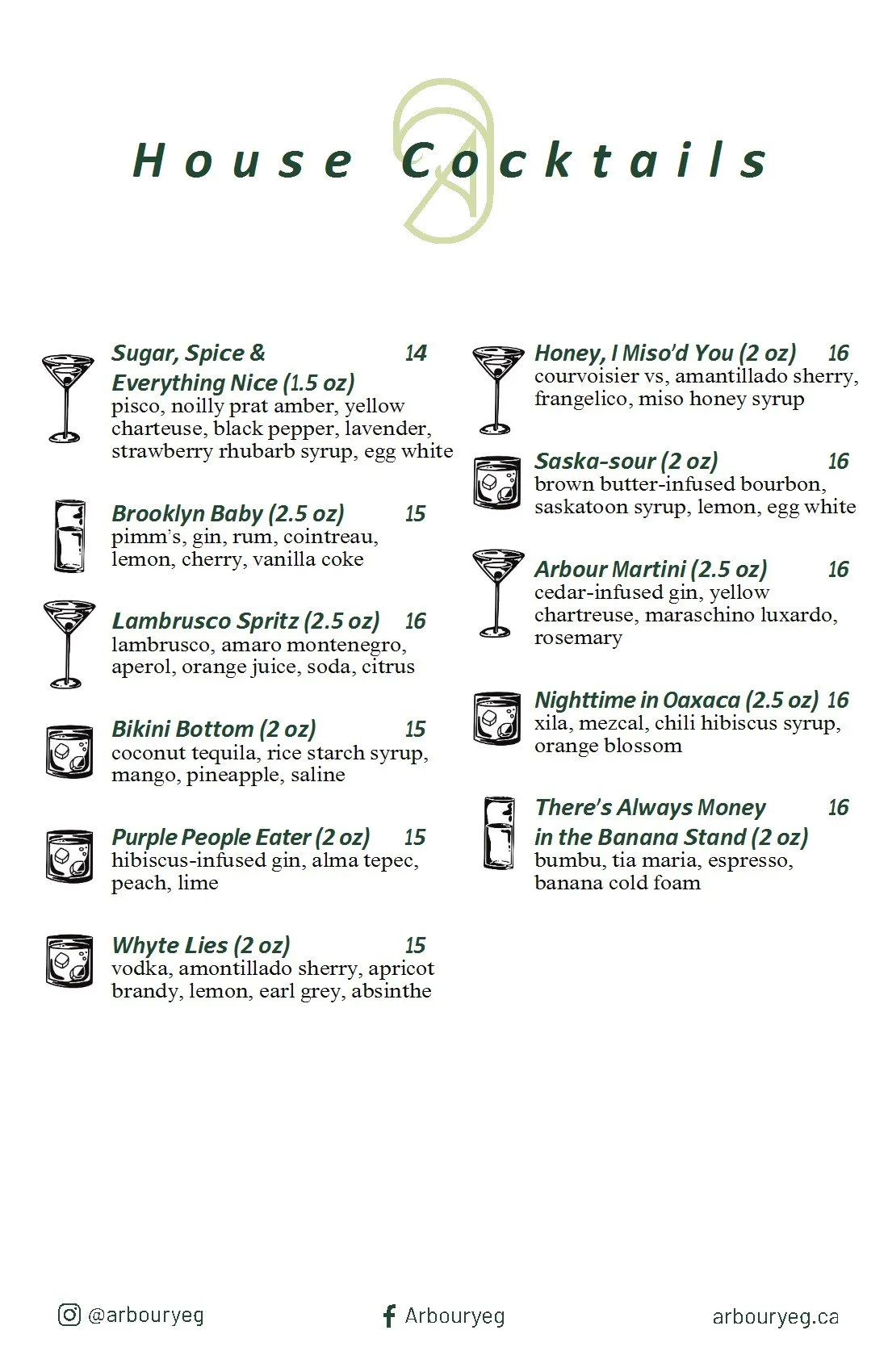Drink Menu — Arbour
