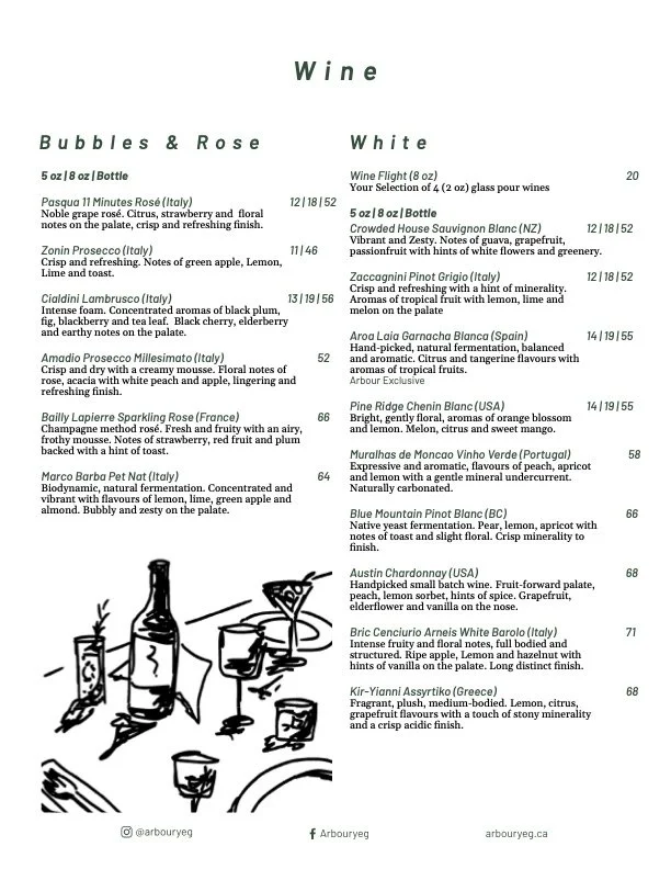 Drink Menu — Arbour