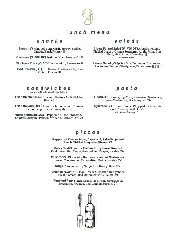 Lunch Menu — Arbour